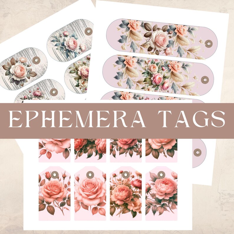 Vintage Ephemera Tags Bundle Printable Digital Download Junk Journal ...