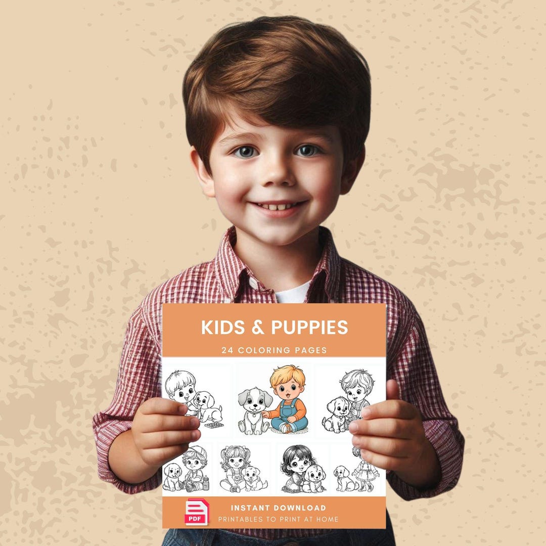 Kids and Puppies Coloring Pages 24 PDF Page Printable Puppy Dog ...