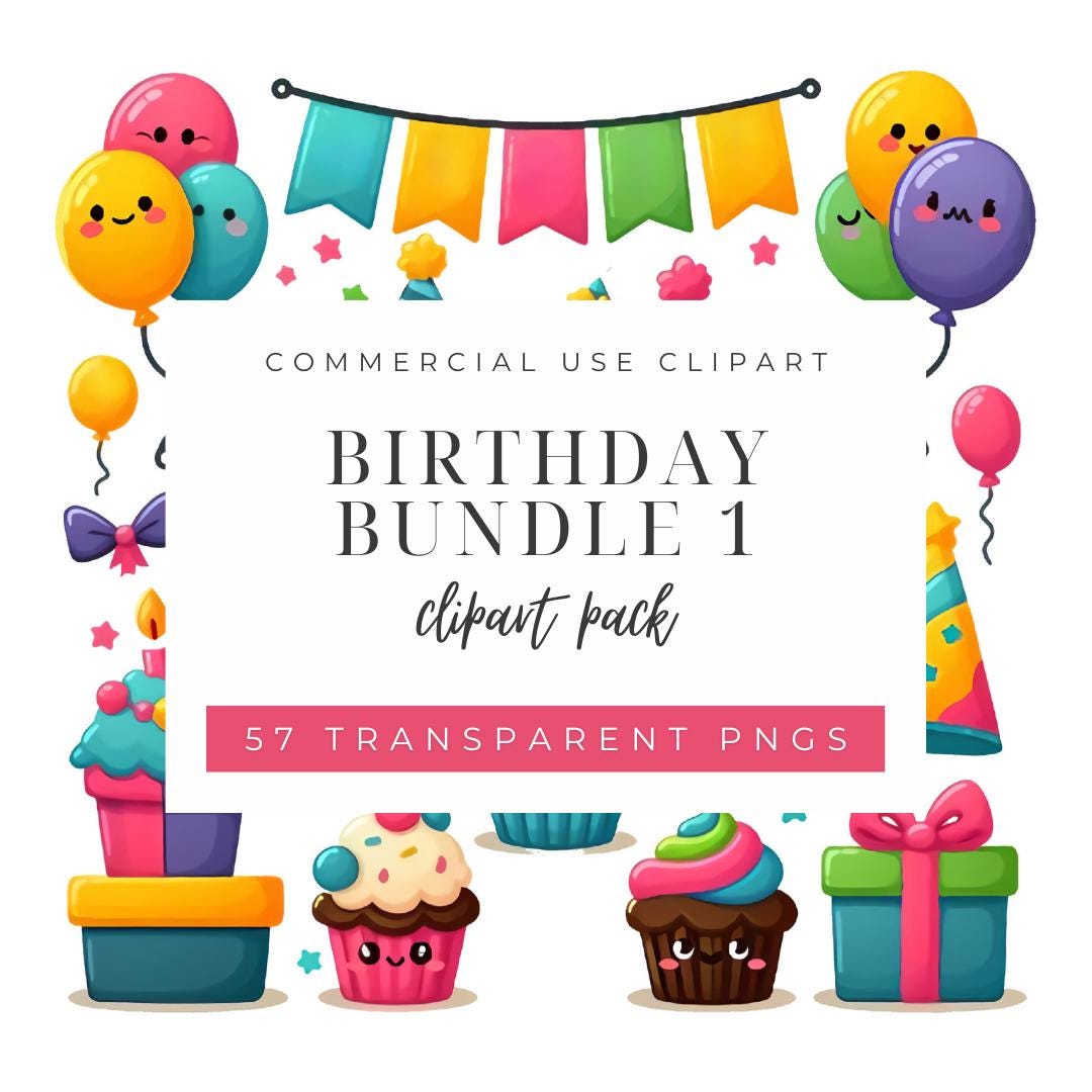 Kawaii Birthday Clipart Bundle 1 - Etsy