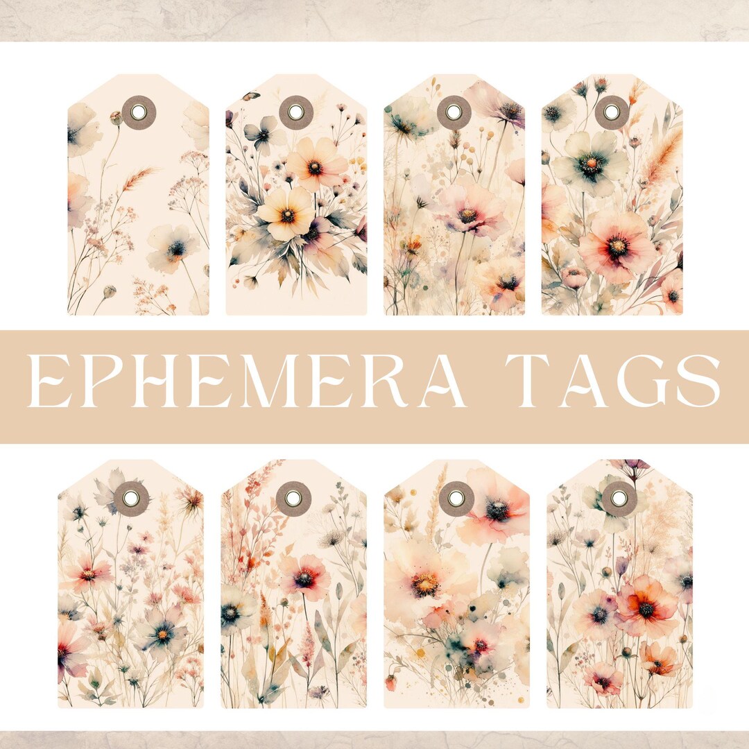 Ephemera Tags Printable Digital Download Junk Journal Scrapbooking Gift ...