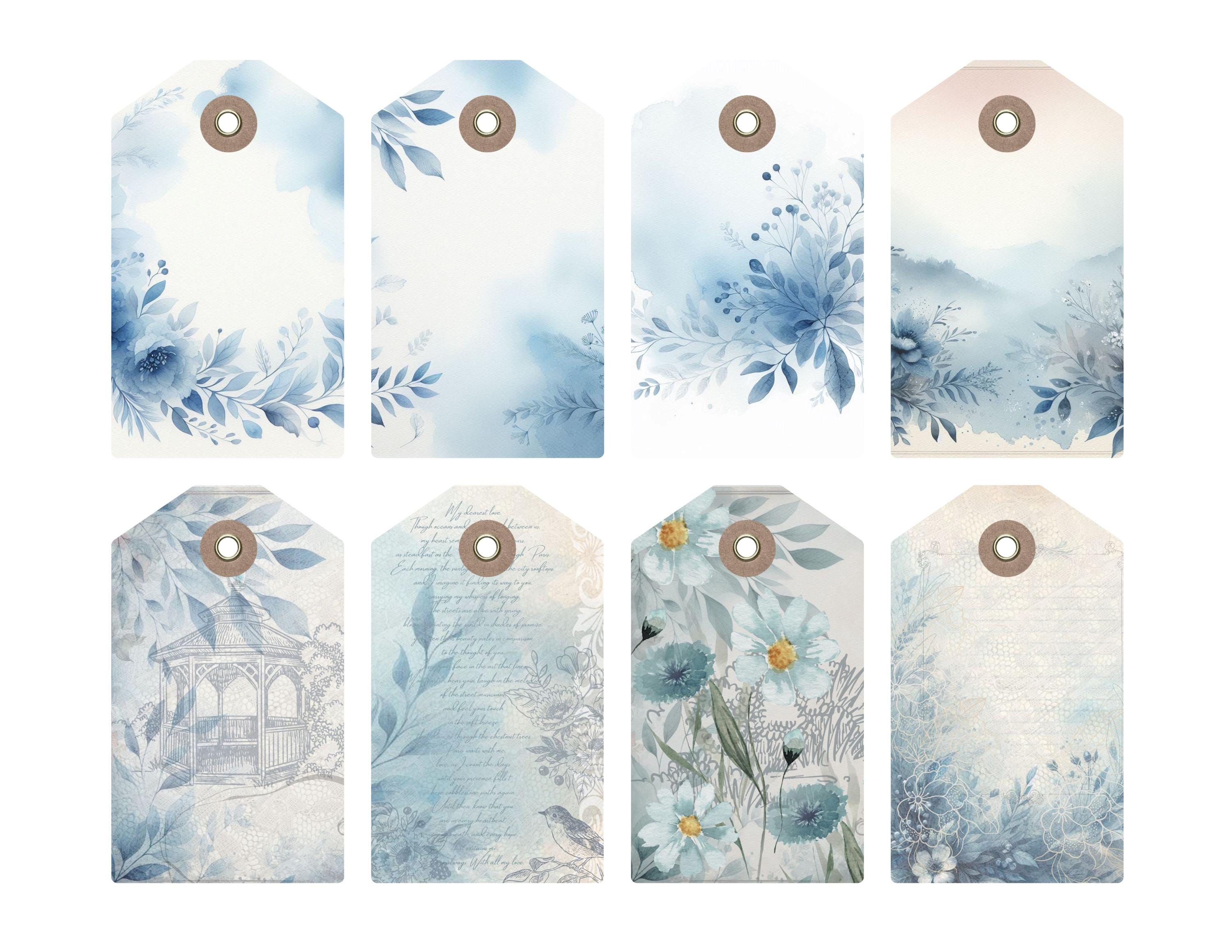 Blue Ephemera Tags Printable Digital Download Junk Journal Scrapbooking ...