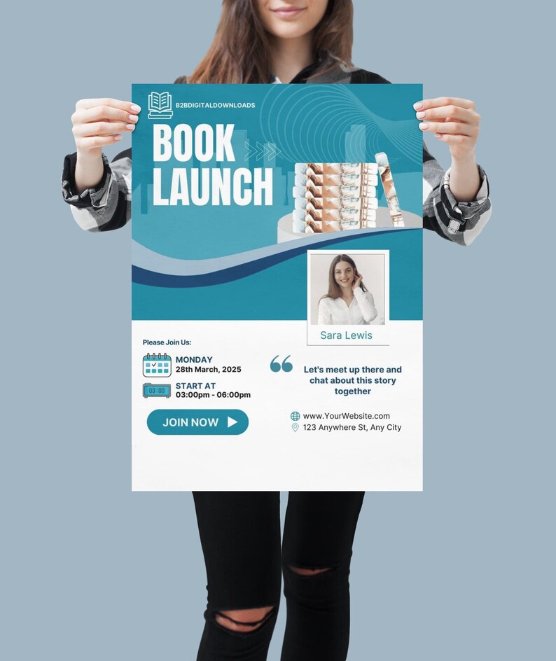 Book Launch Poster Template Mockup for Authors to Edit in Canva for New ...