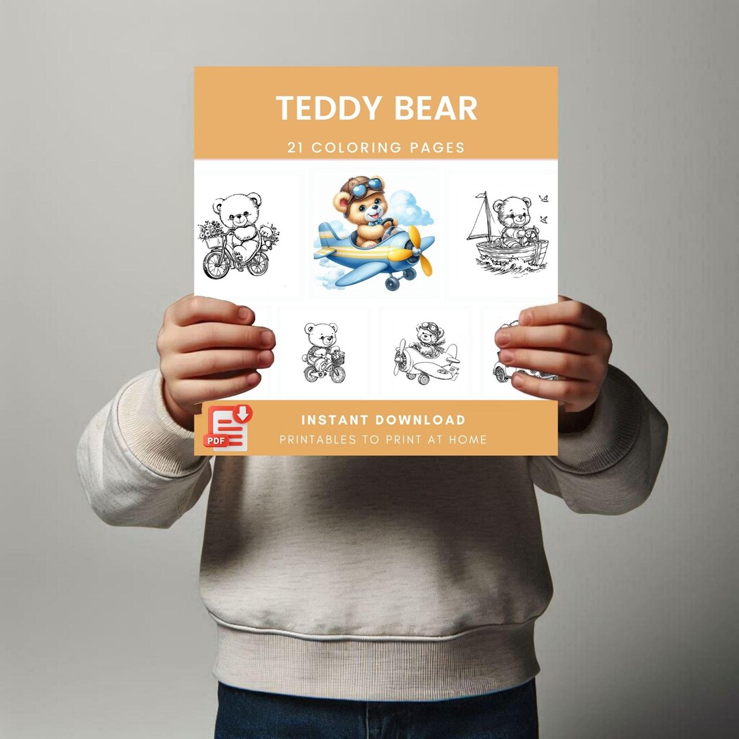Teddy Bear Coloring Pages for Kids 21 PDF Page Printable Coloring Book ...