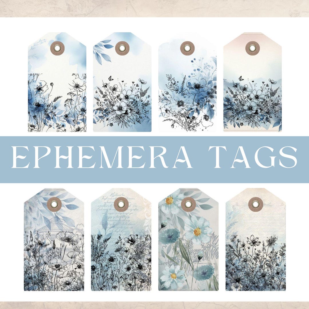 Ephemera Tags Printable Digital Download Junk Journal Scrapbooking Gift ...