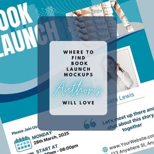 Book Launch Poster Template Mockup for Authors to Edit in Canva for New ...