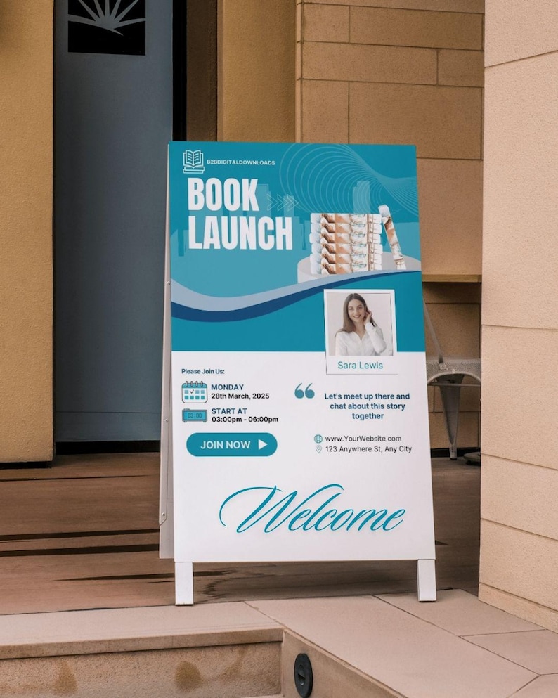 Book Launch Poster Template Mockup for Authors to Edit in Canva for New ...