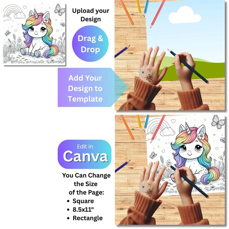 Coloring Page Mockup Canva Template: Activity Sheet Display (digital ...