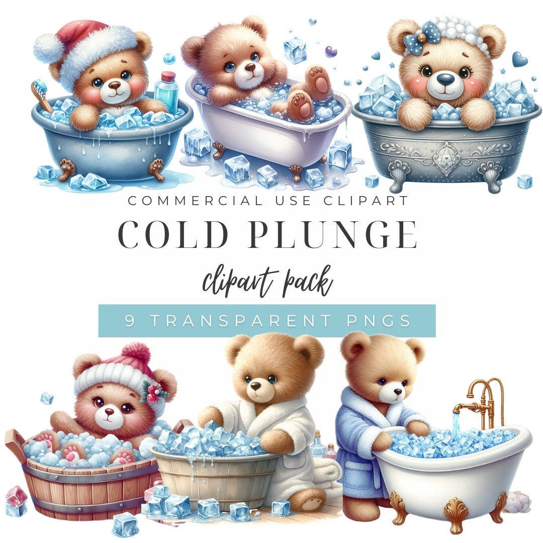 Ice Bath Cold Plunge Clipart Pack | 9 High-resolution Pngs | Wellness ...