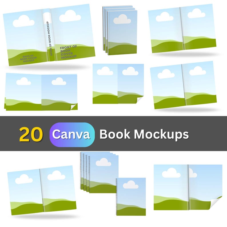 Book Mockups 20 Canva Book Cover Editable Templates - Etsy