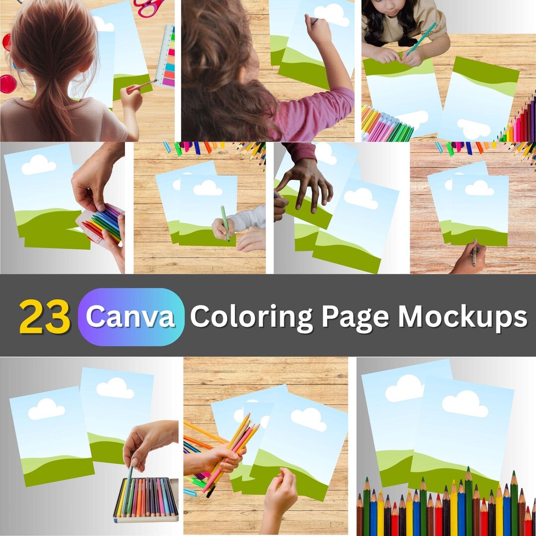 Coloring Page Mockups Activity Book Sheets With Drawing Pencils to Edit ...