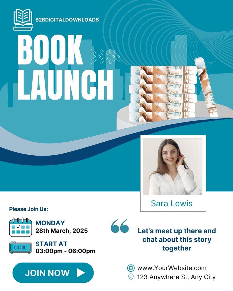 Book Launch Poster Template Mockup for Authors to Edit in Canva for New ...