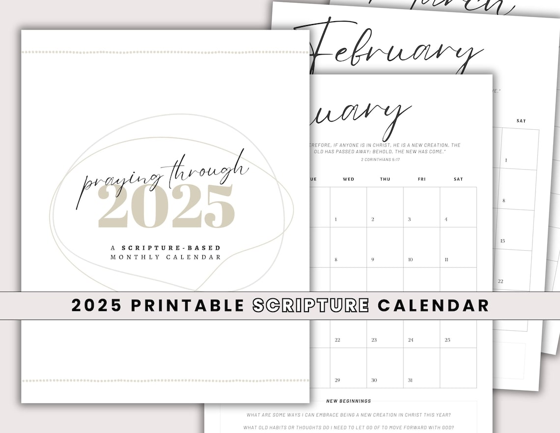 Printable Scripture Calendar 2025- Bible Verse Calendar for Frame ...