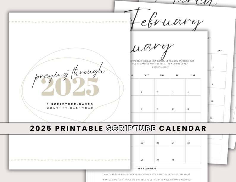 Printable Scripture Calendar 2025- Bible Verse Calendar for Frame ...