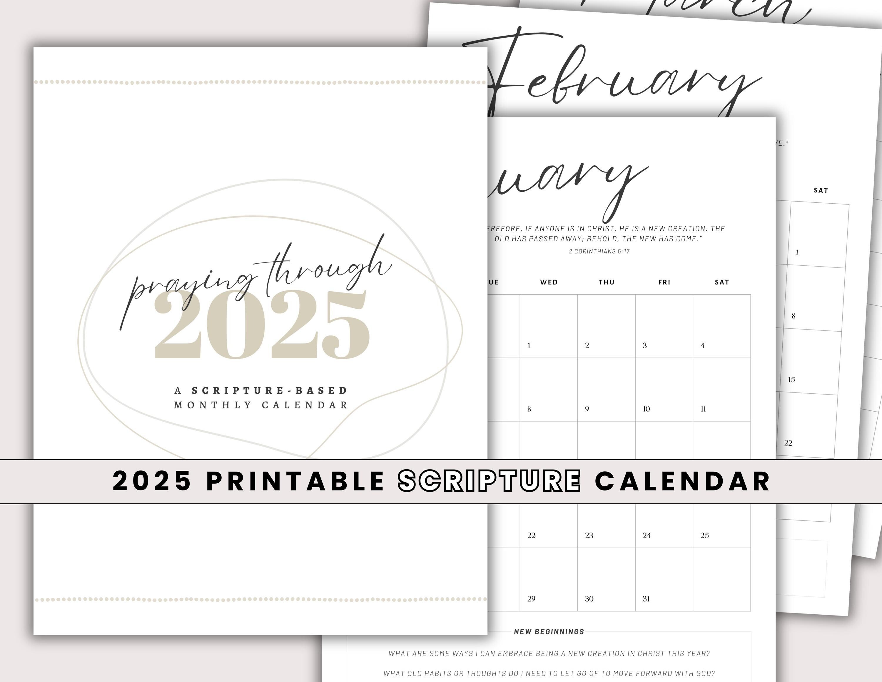 Printable Scripture Calendar 2025- Bible Verse Calendar for Frame ...