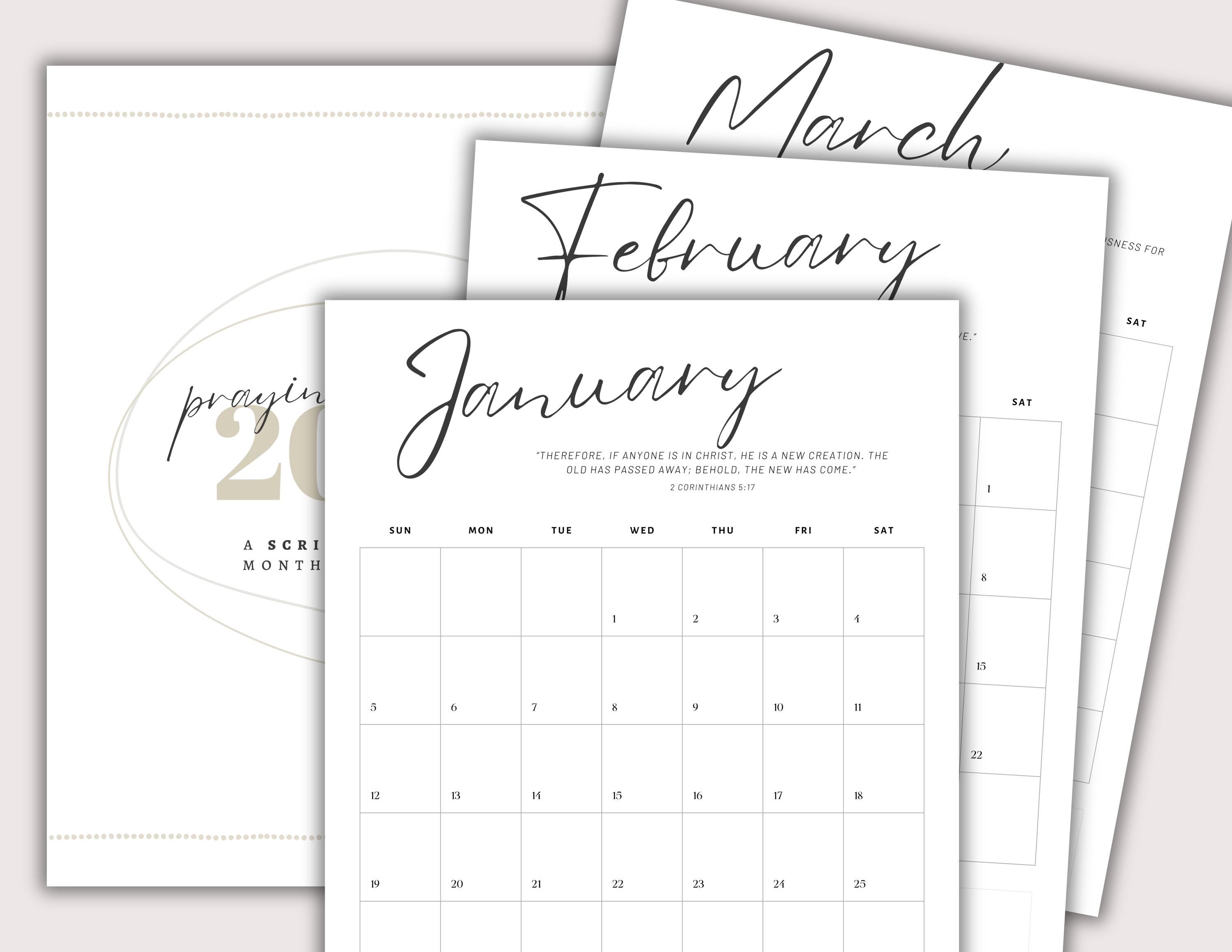 Printable Scripture Calendar 2025- Bible Verse Calendar for Frame ...