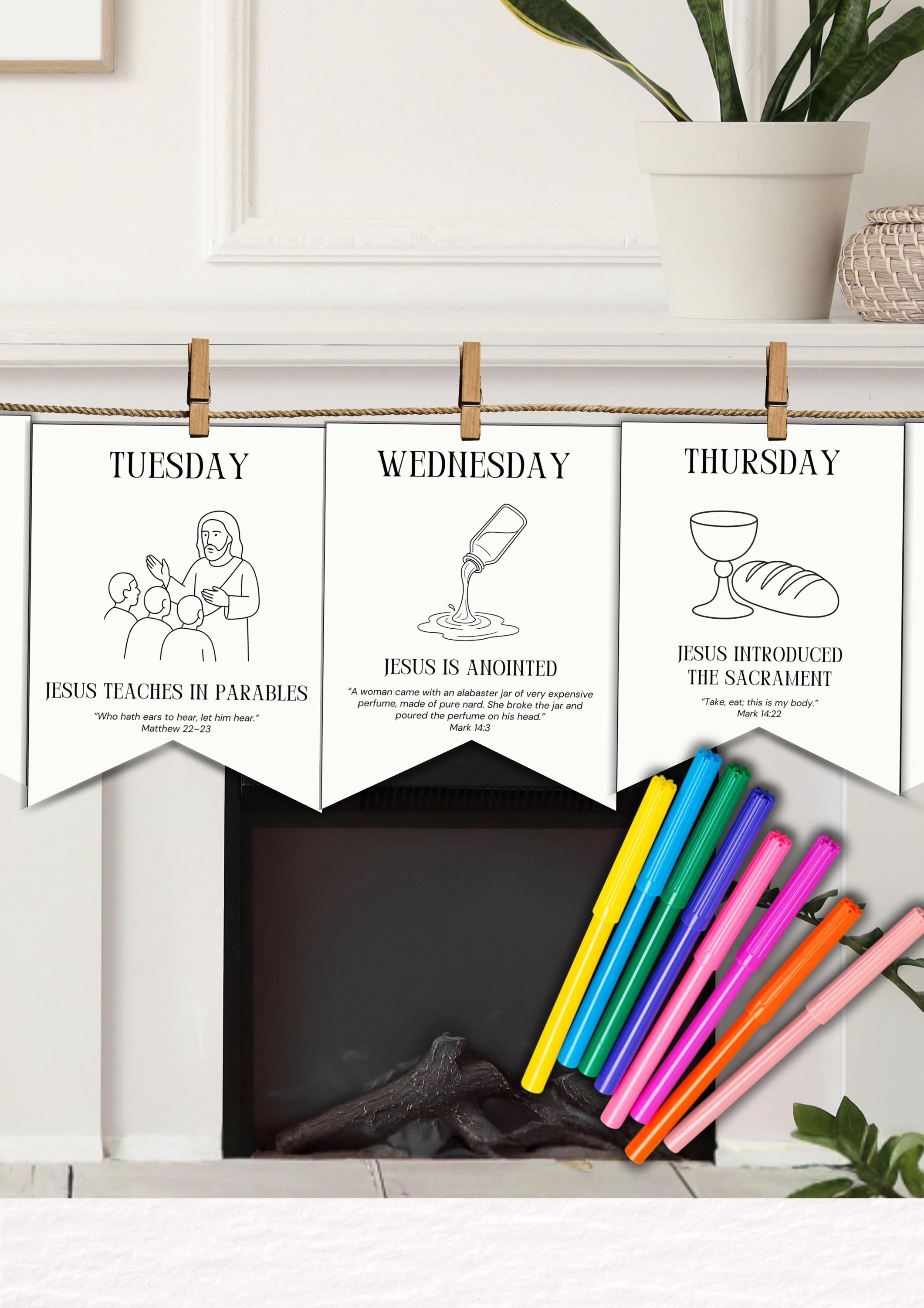 Easter Countdown Banner - Printable Holy Week Activity - Coloring ...
