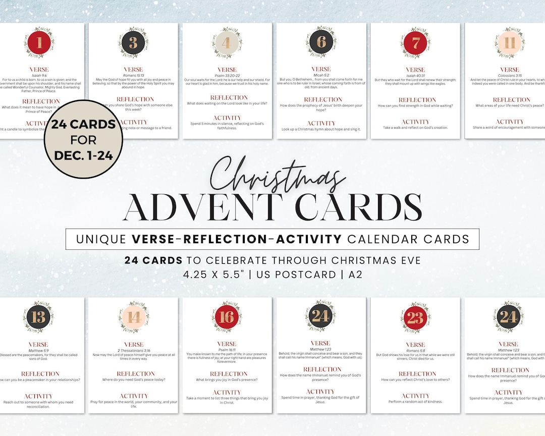 Advent Scripture Printable Cards With Verse, Reflection, Activity ...