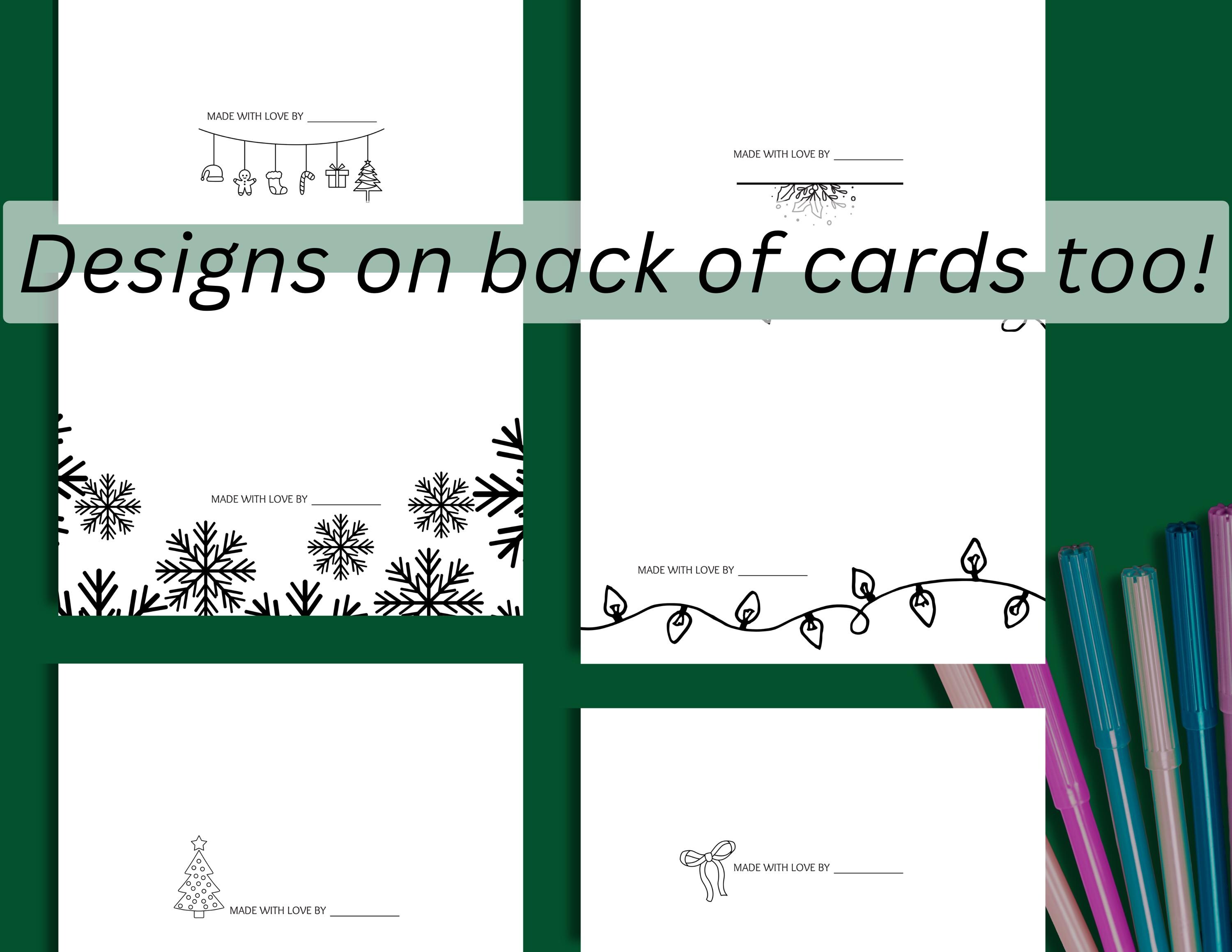 Christmas Greeting Cards- Printable Coloring DIY, Set of 15, Fun ...