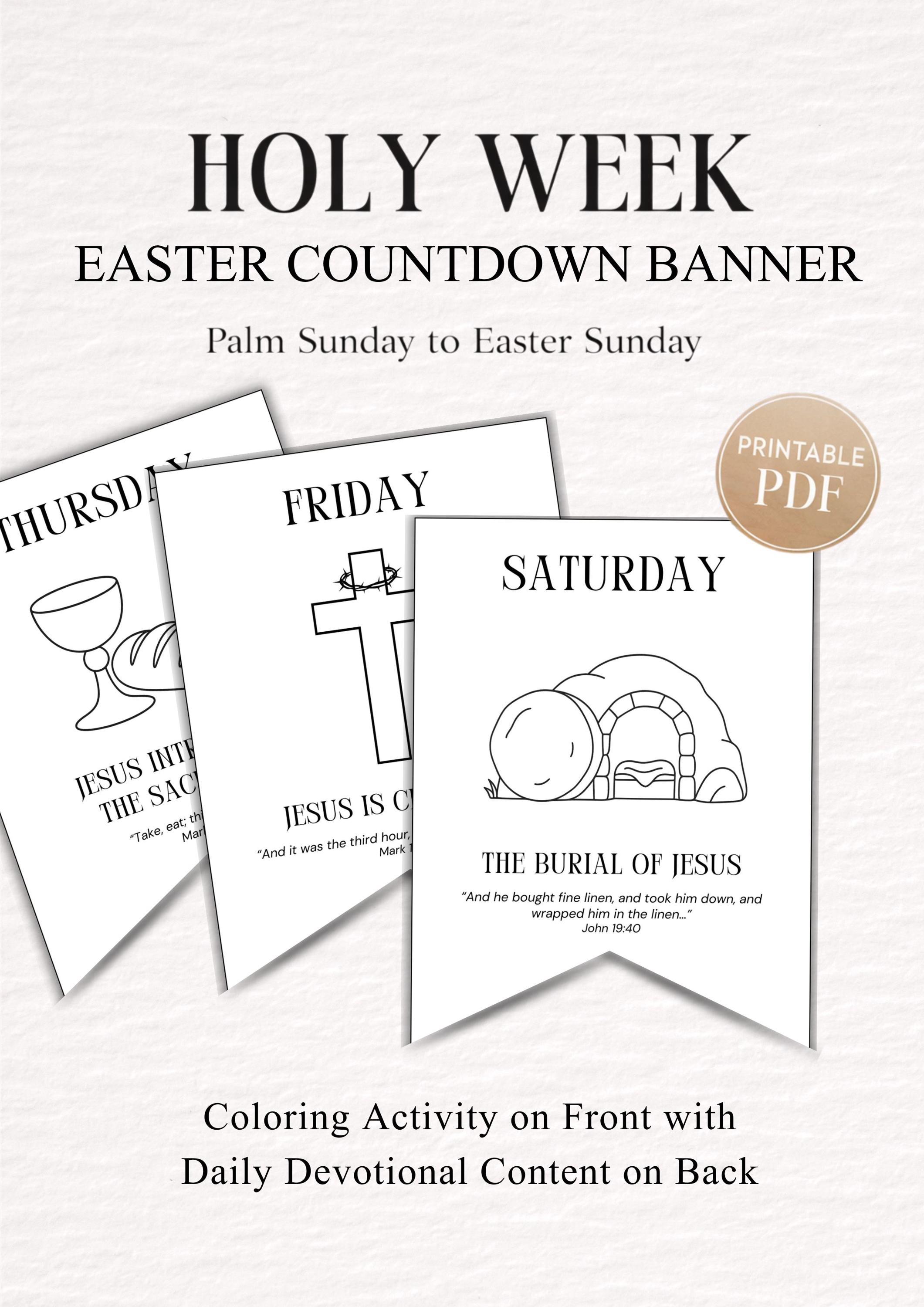Easter Countdown Banner - Printable Holy Week Activity - Coloring ...