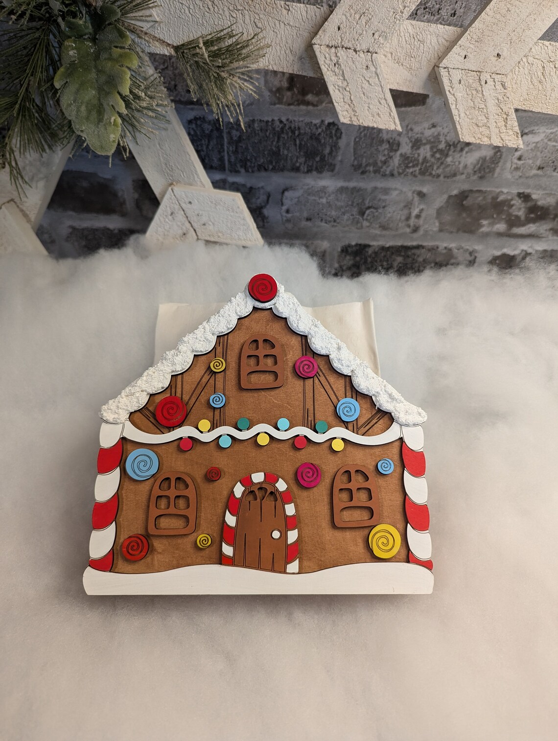 Napkin Holder Gingerbread House Seasonal Napkin Decor Gumdrops Candy ...