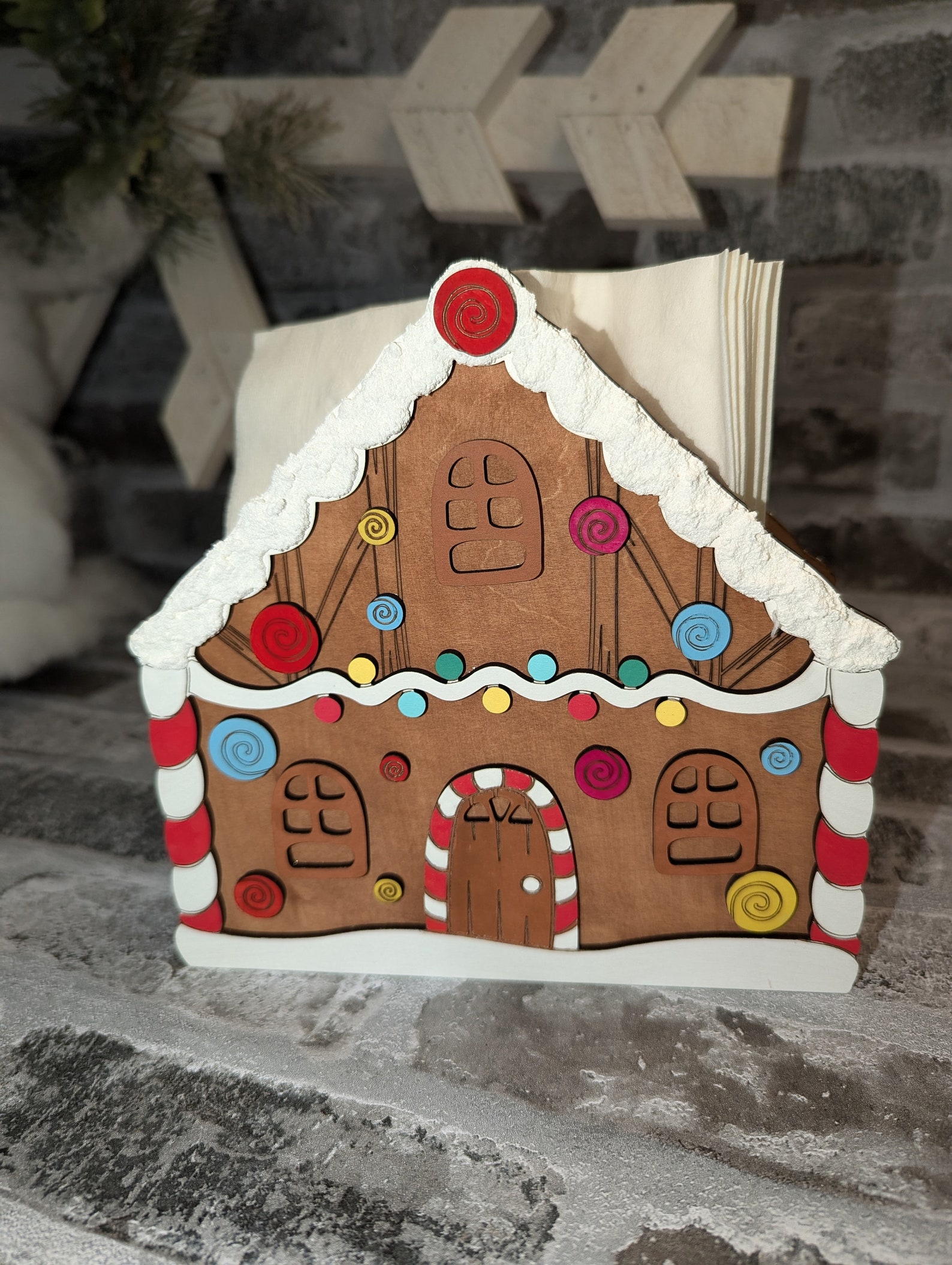 Napkin Holder Gingerbread House Seasonal Napkin Decor Gumdrops Candy ...