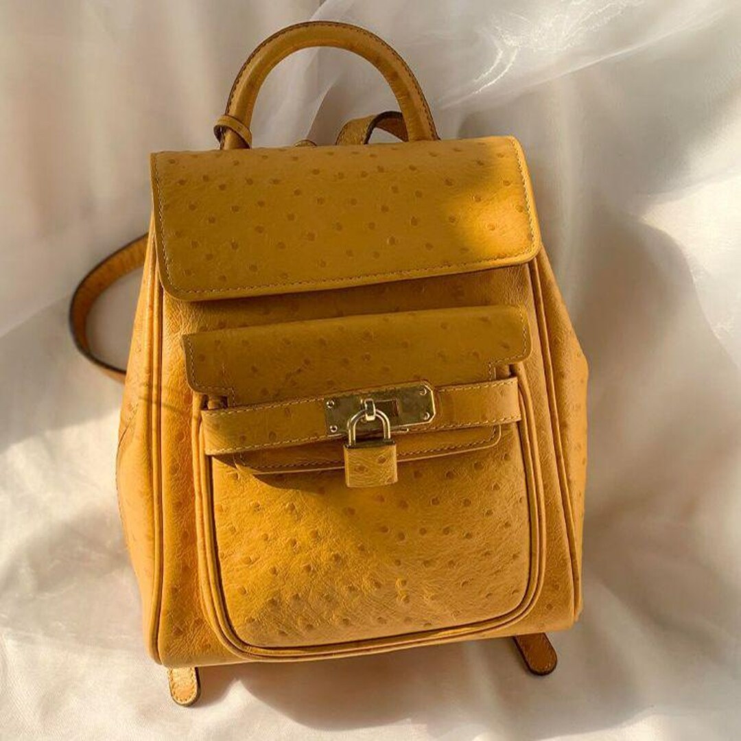 Small Yellow Vegan Leather Backpack: Secure Travel Rucksack - Etsy