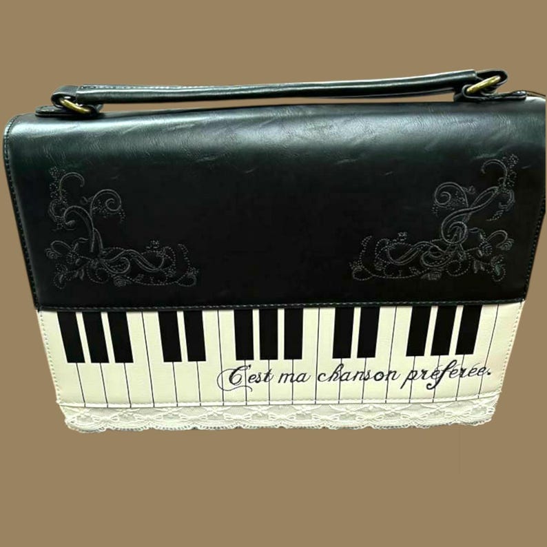 Medium Size Piano Leather Crossbody Embroidered School, Work, Everyday ...