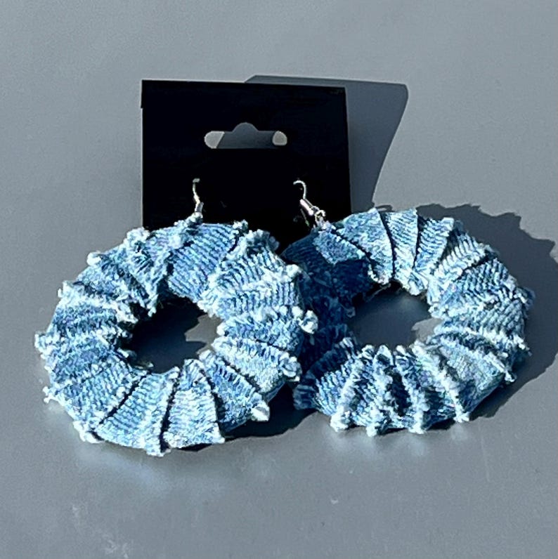 Denim Hoop Earrings - Etsy