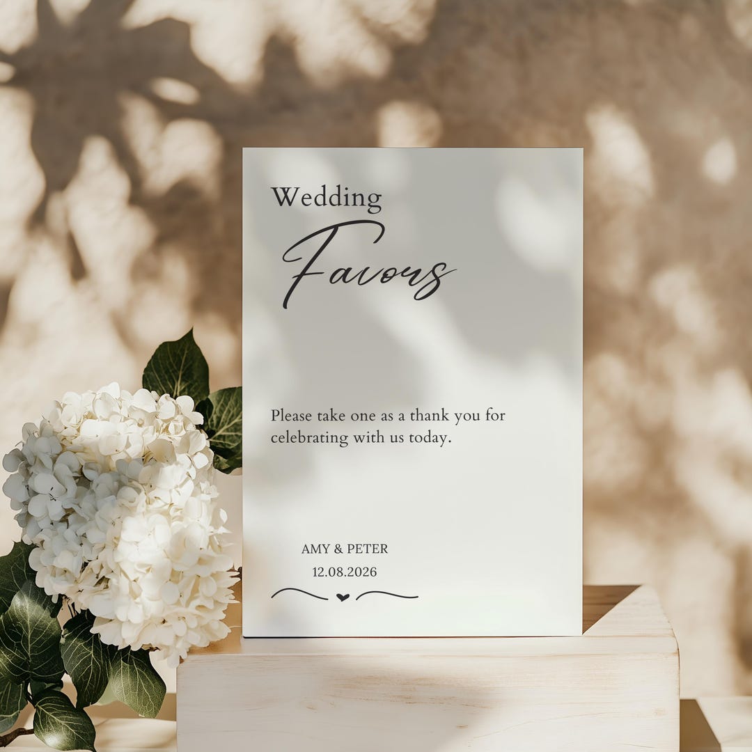 Minimalist Wedding Favour Sign Template in Cream With Black Script ...