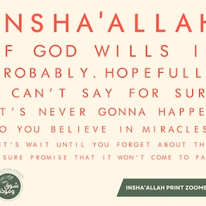 Inshallah Poster in Mint | Arabic Art Print / Digital Download / Arabic ...