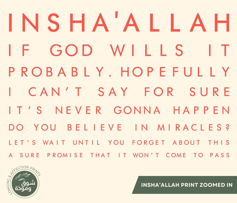 Inshallah Poster in Mint | Arabic Art Print / Digital Download / Arabic ...