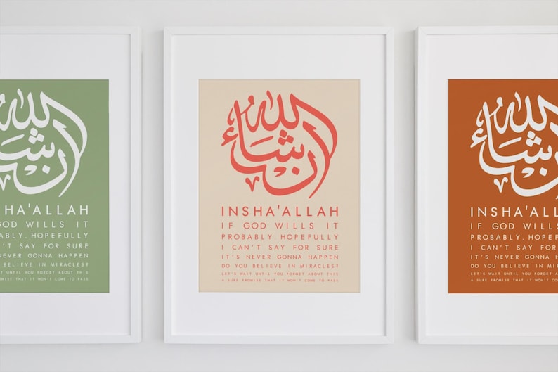Inshallah Poster in Mint | Arabic Art Print / Digital Download / Arabic ...