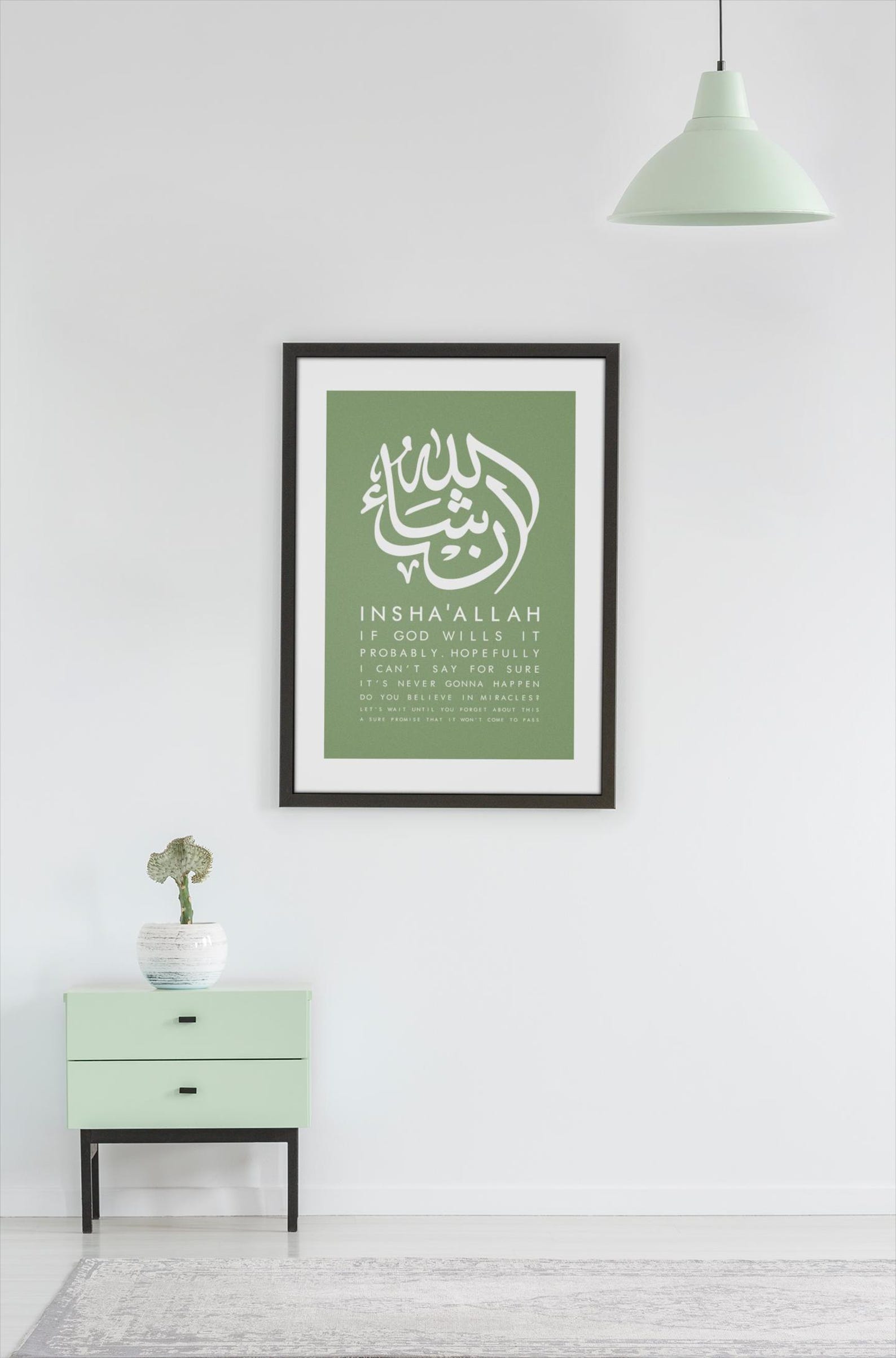 Inshallah Poster in Mint | Arabic Art Print / Digital Download / Arabic ...
