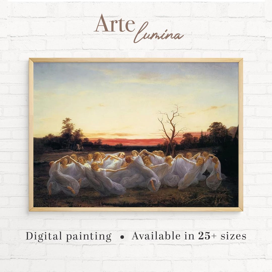 Ritual Dance of the Elven Girls, Vintage Spring Landscape, Meadow Elves ...