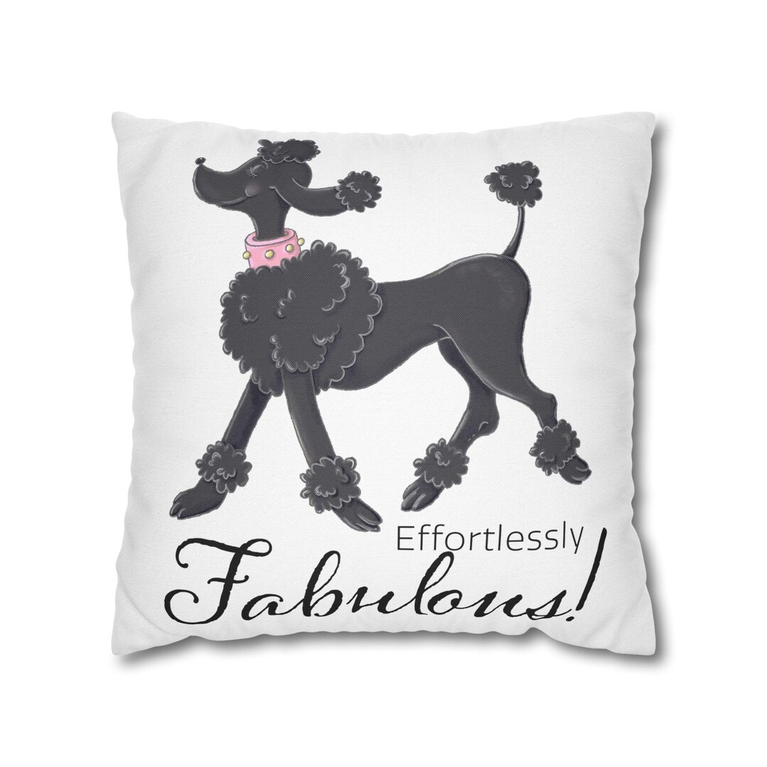 Black Poodle Pillow Cover | Vintage Canine Charm Throw Pillowcase - Etsy