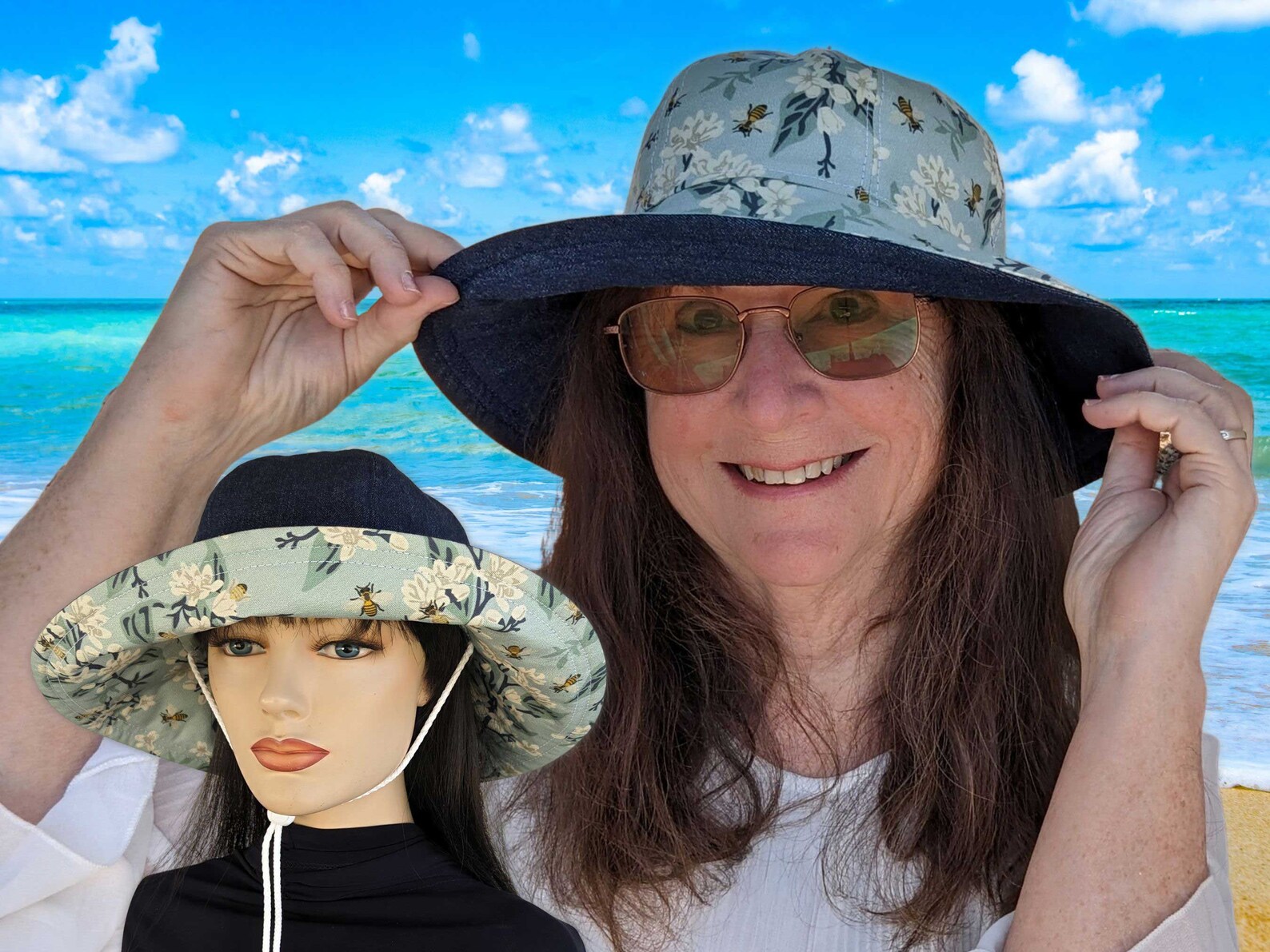 Reversible Wide Brim Sun Hat Sewing Pattern PDF, Four Adult Sizes (A4 ...