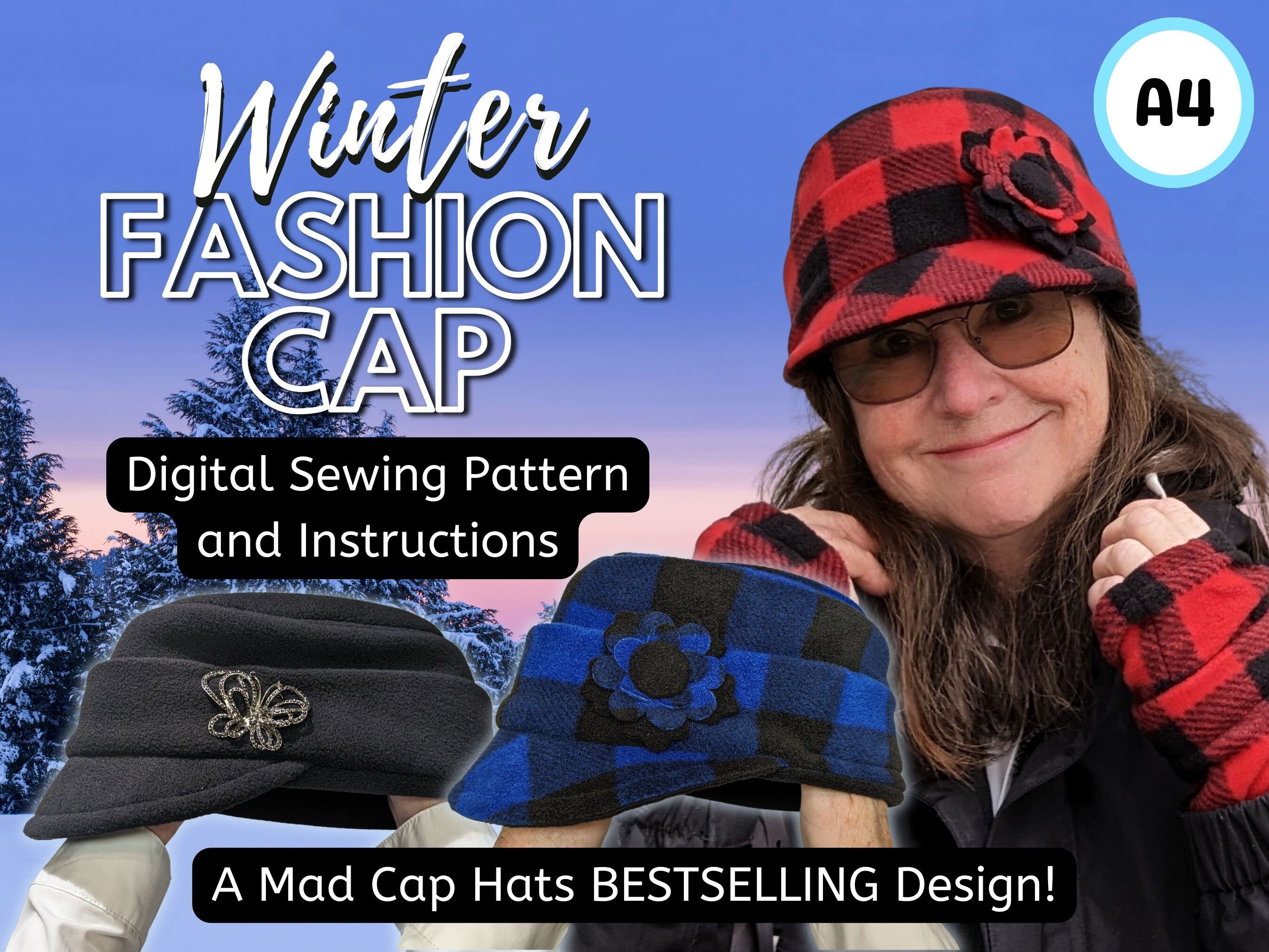 Winter Fleece Cap Sewing Pattern, Floral Pin, A4 (digital Download) - Etsy