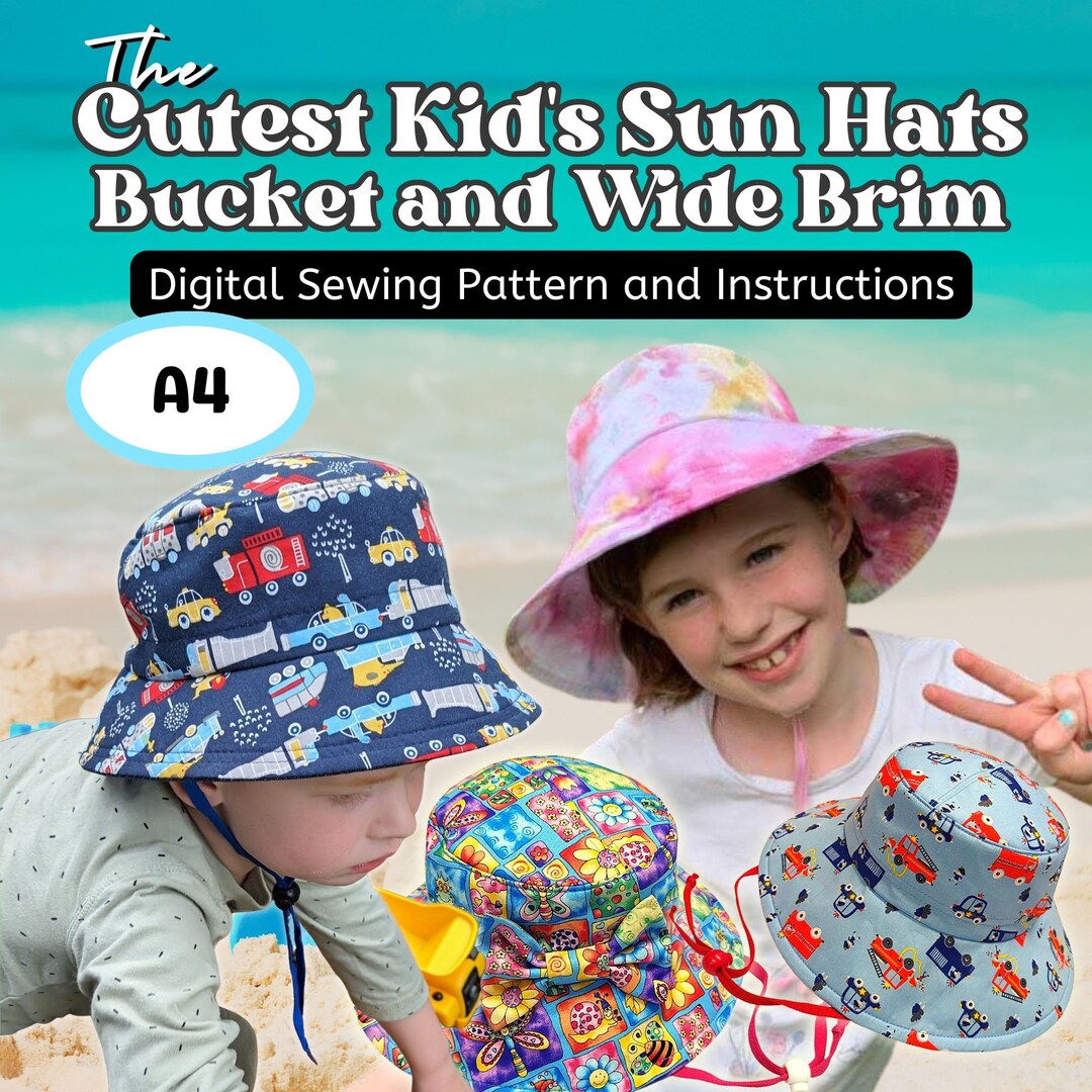 Cutest Kid's Sun Hats, Sewing Pattern and Instructions, Two Brim Sizes ...