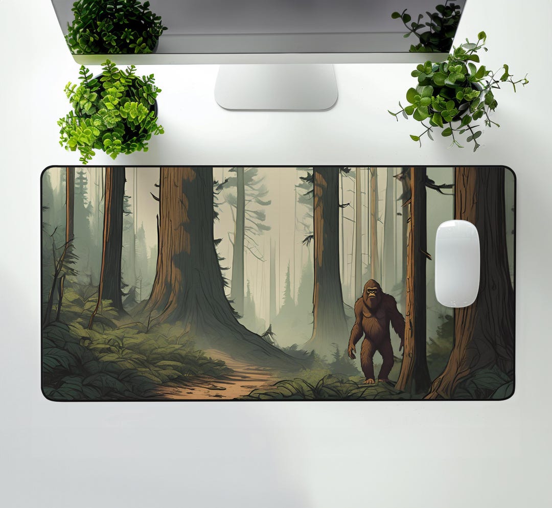 Bigfoot Sasquatch Desk Mat, Mythical Creature Mouse Pad for Gaming and ...