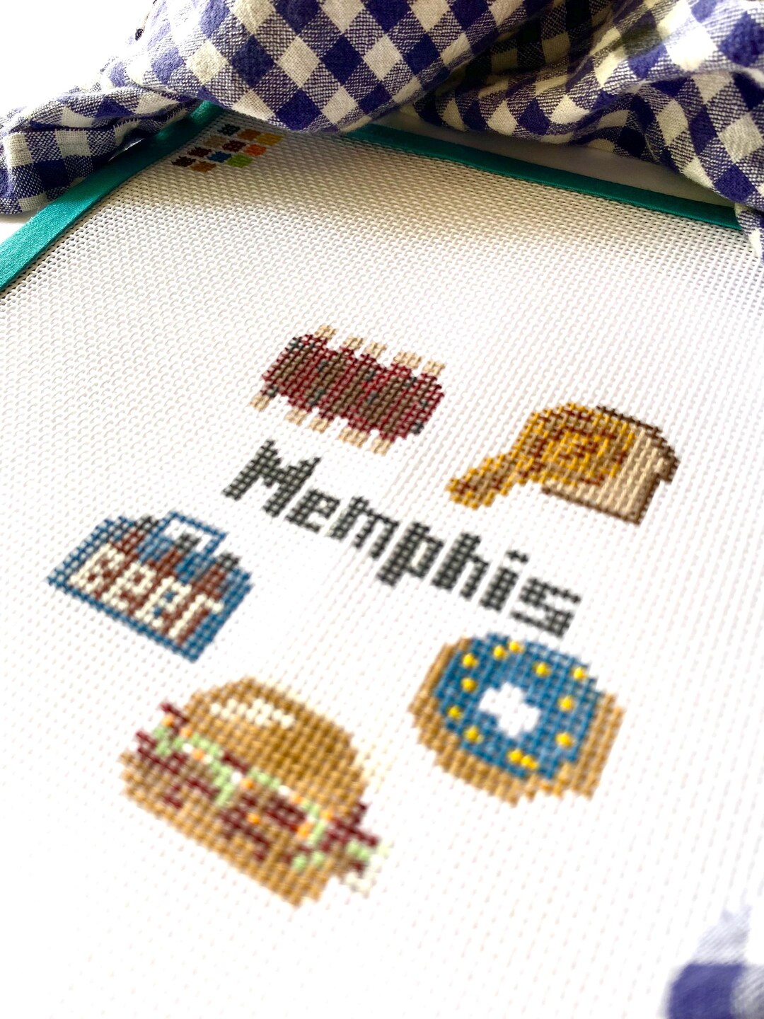 MEMPHIS, TN Food Hand Painted Needlepoint Canvas | 901 Culinary Travel ...