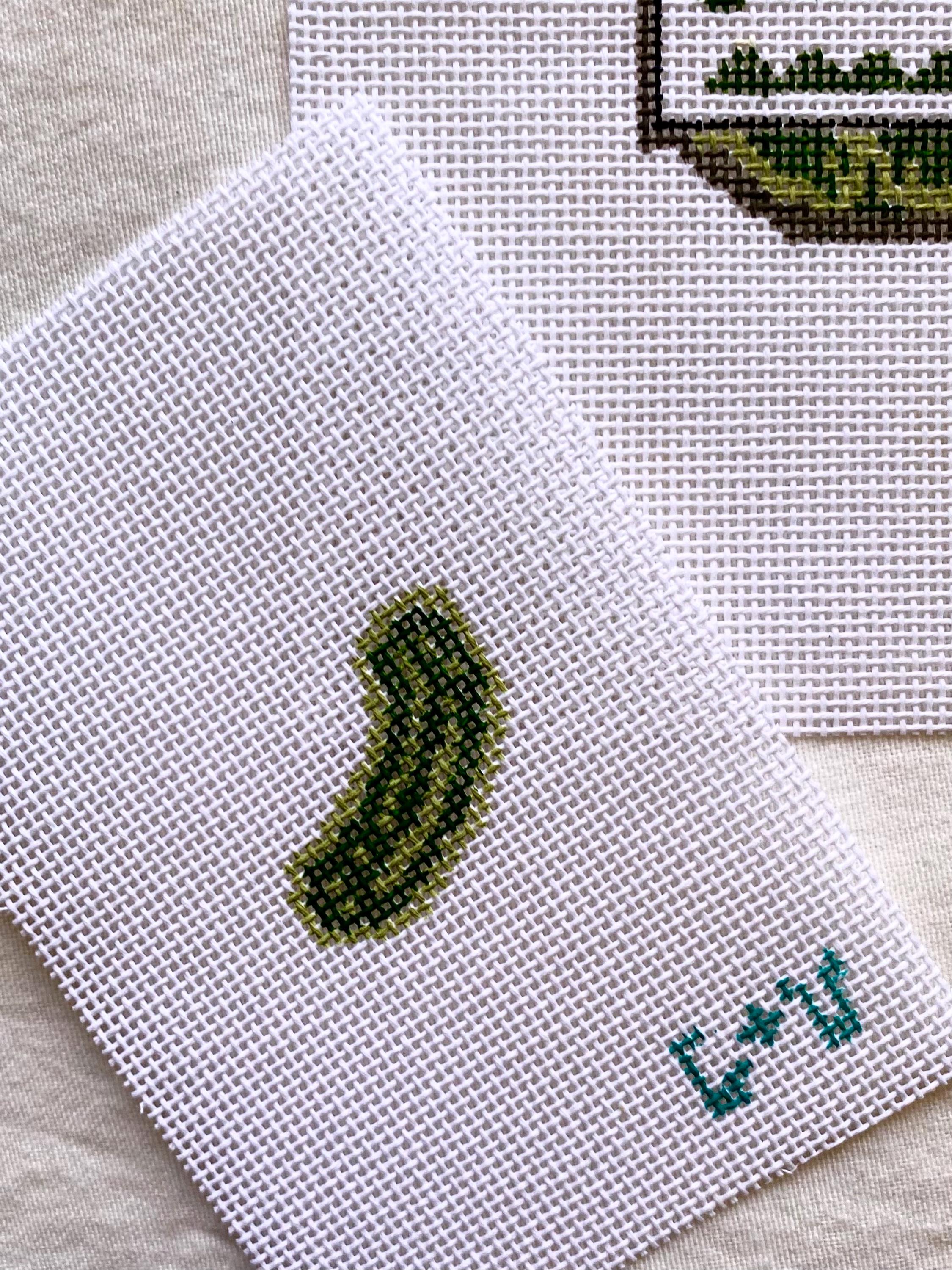MINI PICKLE Needlepoint Canvas | Hand Painted | Stitch Painted Zweigart ...