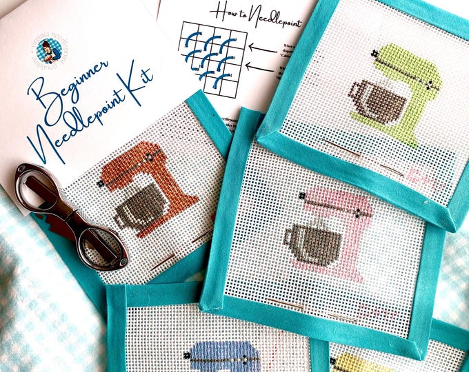 STARTER NEEDLEPOINT KIT Custom Mini Stand Mixer | Hand Painted, Threads ...