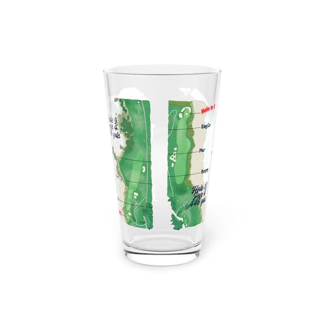 Golf Drinking Game Glass, 16oz - World Famous Golf Courses, Fun Game ...