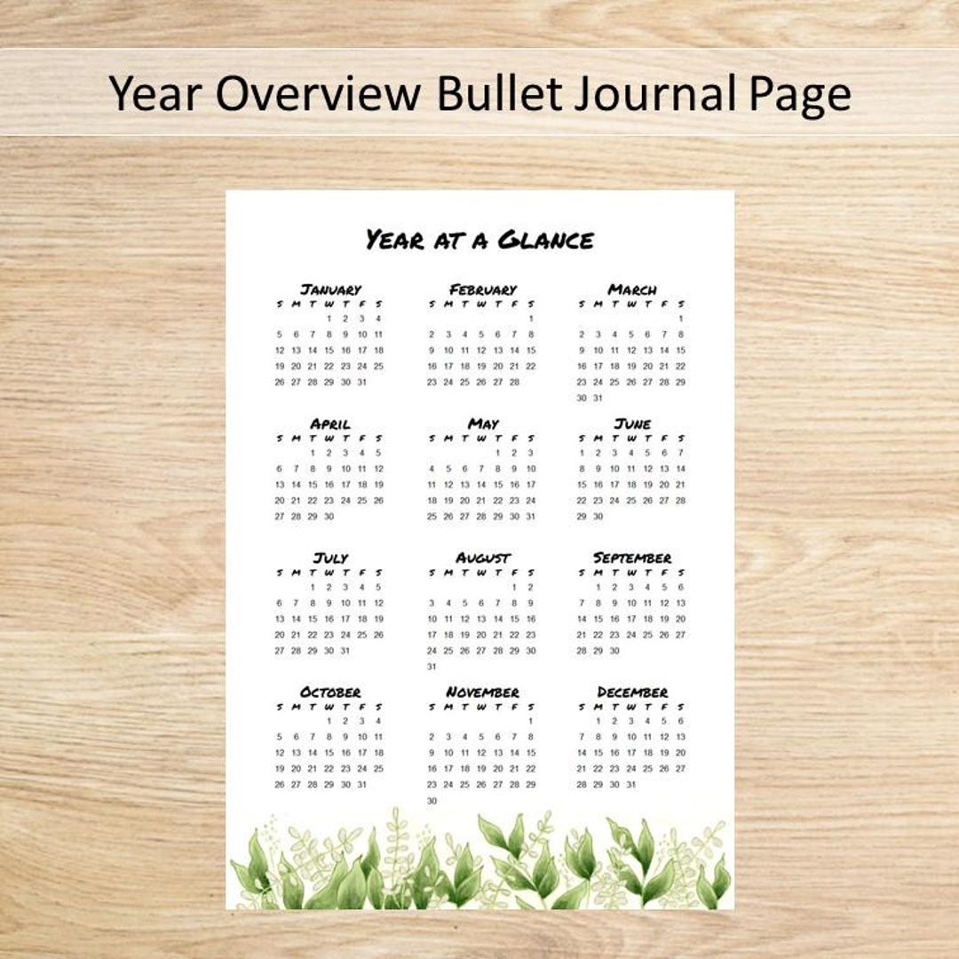 2025 Year Overview Printable Bullet Journal Page, in A5 and A4 Sizes ...