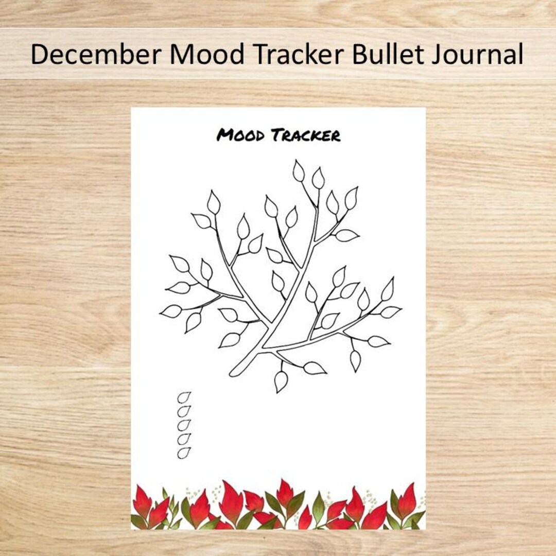 December Mood Tracker Printable Bullet Journal Page, in A5 and A4 Sizes ...
