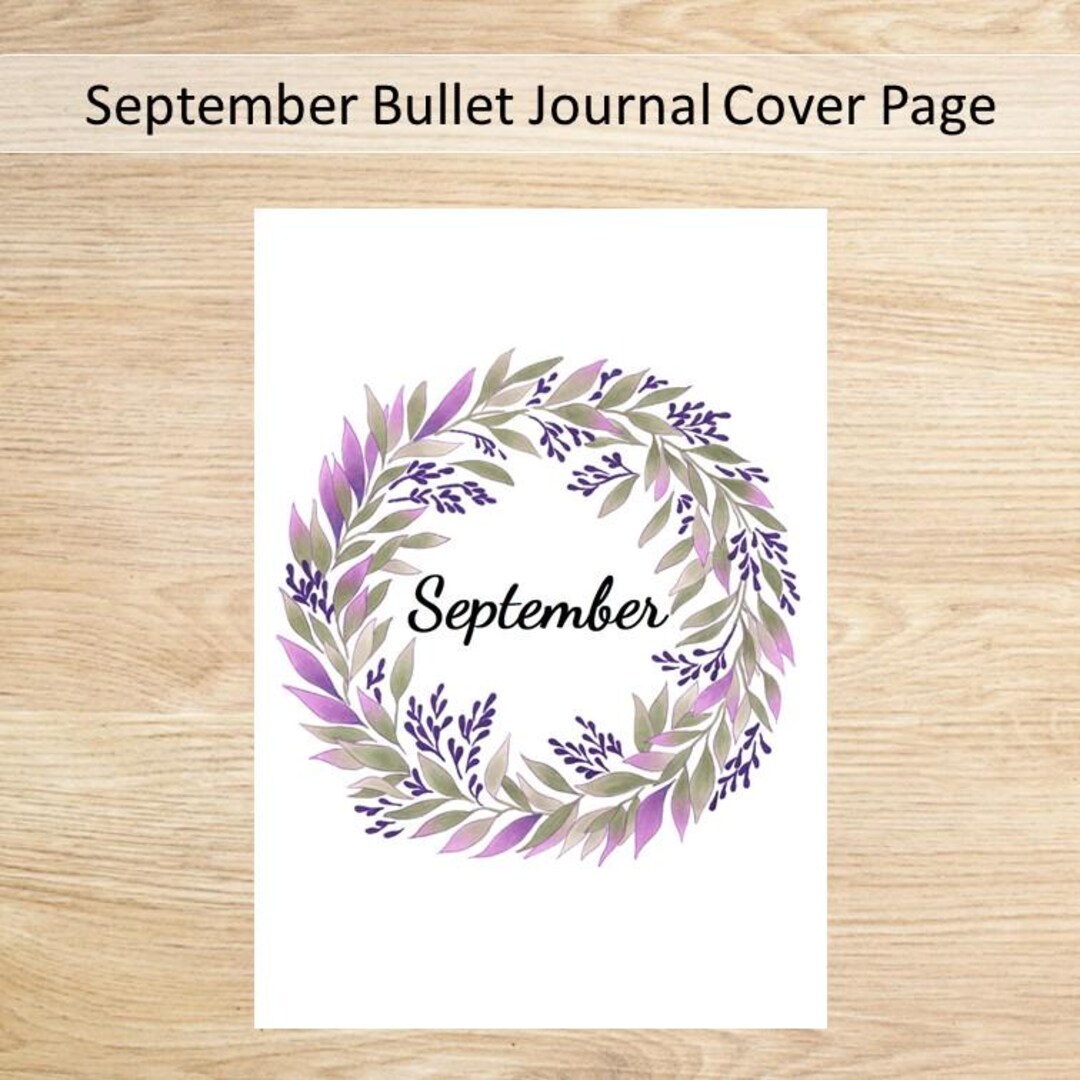 September Printable Bullet Journal Cover Page, in A4 and A5 Sizes, With ...