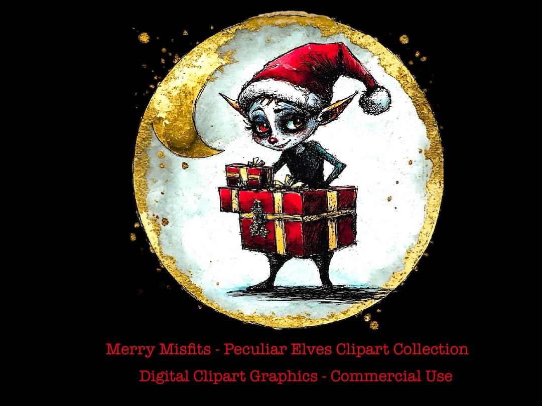 Merry Misfits Peculiar Elves Clipart Collection - 12 Digital PNG Images ...