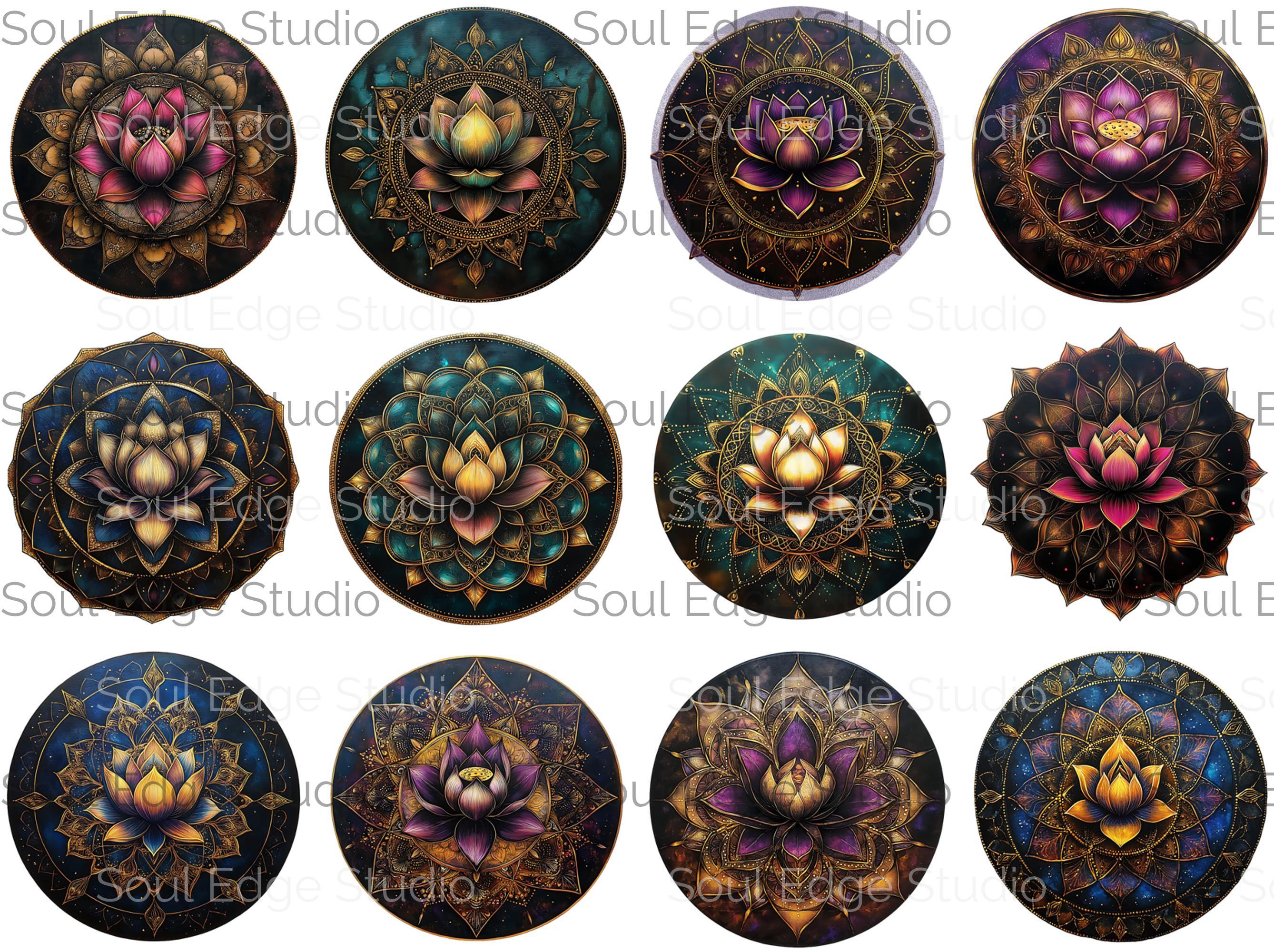 Lotus Mandala Clipart Collection - 12 Instant Download Digital PNG ...