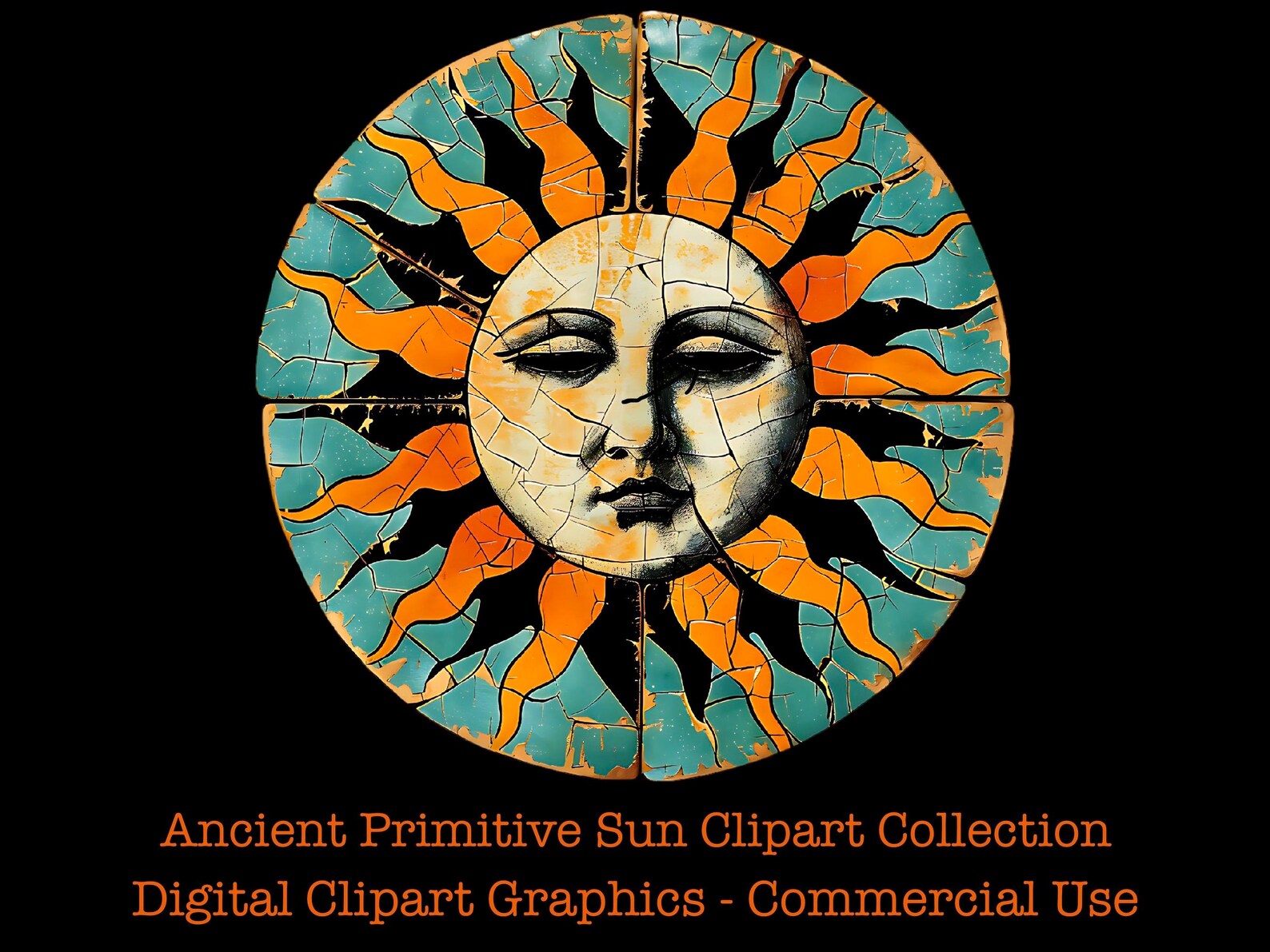 Primitive Ancient Sun Clipart Distressed Sun Designs in 20 Digital PNG ...