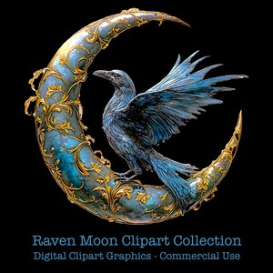 Raven Moon Clipart Collection - 24 Digital PNG Images for Instant ...